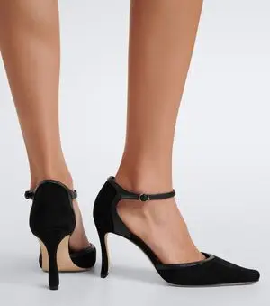 Manolo Blahnik Verdusan Leather-trimmed Suede Pumps