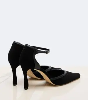 Manolo Blahnik Verdusan Leather-trimmed Suede Pumps