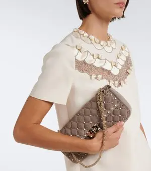 Valentino Garavani Rockstud Spike Small Suede Shoulder Bag