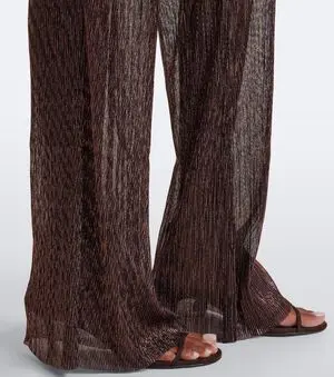 CALA DE LA CRUZ Dries Knitted Lamé Wide-leg Pants