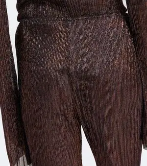 CALA DE LA CRUZ Dries Knitted Lamé Wide-leg Pants