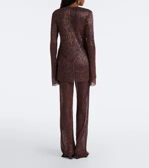 CALA DE LA CRUZ Dries Knitted Lamé Wide-leg Pants