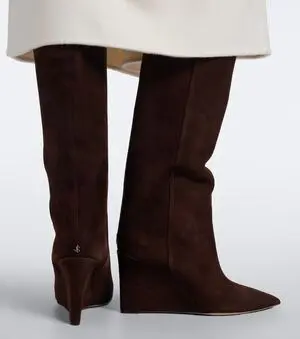 JIMMY CHOO Blake Suede Wedge Knee-high Boots
