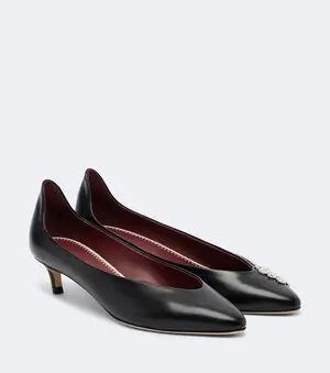 Magda Butrym Embellished Leather Pointed Toe Pumps