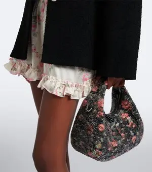 GANNI Mini Embellished Floral Top-handle Bag