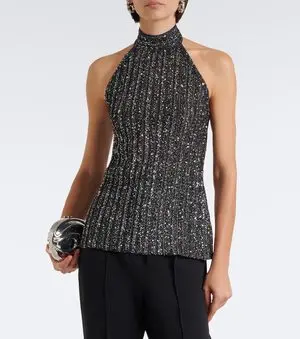 Missoni Ribbed-knit Sequined Halterneck Top