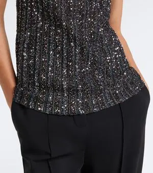 Missoni Ribbed-knit Sequined Halterneck Top