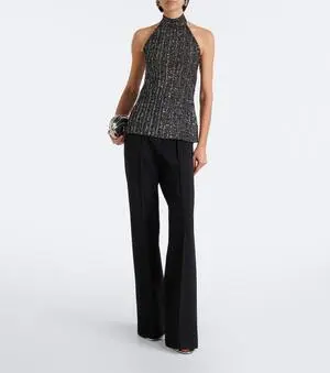 Missoni Ribbed-knit Sequined Halterneck Top