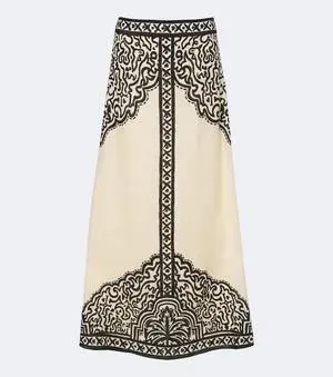 Johanna Ortiz Printed Maxi Skirt - White