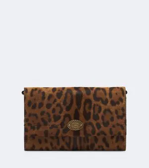 Burberry Leopard-print Calf Hair Wallet On Chain