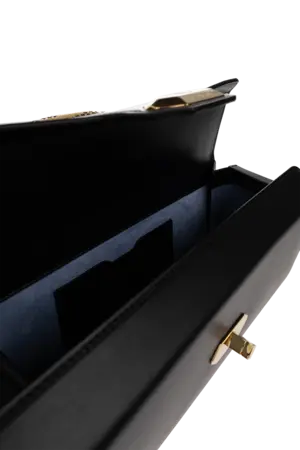 LANVIN Full-grain Leather Evening Bag With Gold Tone Cat Handle