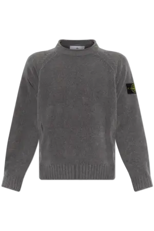 Stone Island Sweater With Logo Patch - Grey