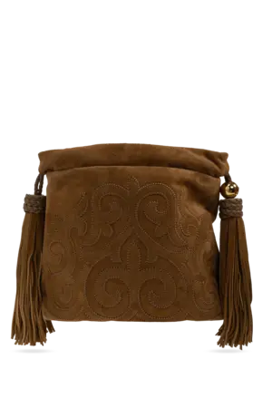 Etro Suede Bucket Bag With Tassels And Embroidery