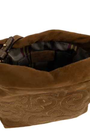 Etro Suede Bucket Bag With Tassels And Embroidery