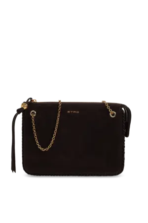 Etro Suede Bag With Logo - Brown