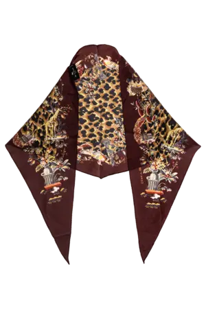 Etro Silk Scarf With Animal Motif - Brown