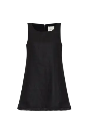Posse Linen Shift Dress With Geometric Lace Trim