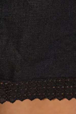 Posse Linen Shift Dress With Geometric Lace Trim