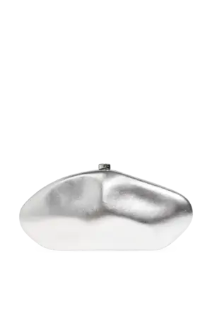 Cult Gaia Leather Clutch ‘the Caldera - Silver