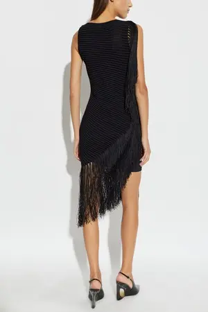 Alaïa Asymmetrical Fringe Knit Dress