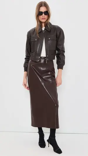 L'AGENCE Clotilde Leather Bomber Jacket