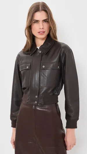 L'AGENCE Clotilde Leather Bomber Jacket