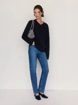 REFORMATION Sydney Regenerative Wool V-neck Sweater - Blue