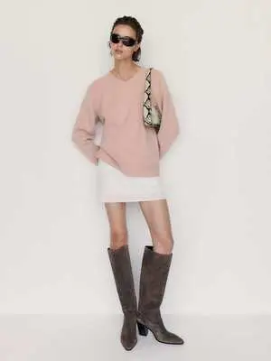 REFORMATION Sydney Regenerative Wool V-neck Sweater - Pink