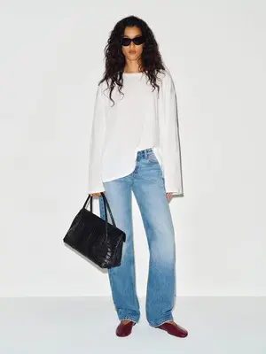REFORMATION Wren Oversized Long Sleeve T-shirt - Ivory