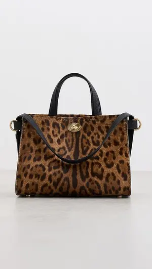 Burberry Small Leopard Print Fur Tote - Leopard/black