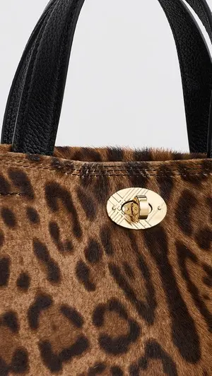 Burberry Small Leopard Print Fur Tote