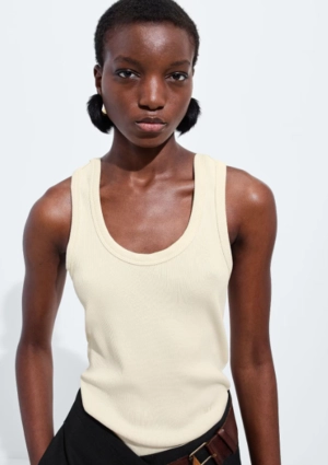 Bottega Veneta Compact Cotton Jersey Rib Tank Top