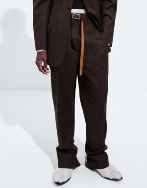 Bottega Veneta Wool And Mohair Toile Trousers - Light Wenge Mel