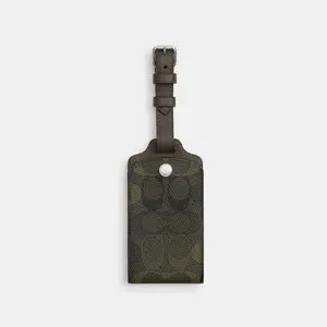 COACH OUTLET Signature Camo Print Luggage Tag - Green/black