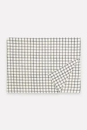 ANCHAL Grid Block Print Tablecloth - Navy