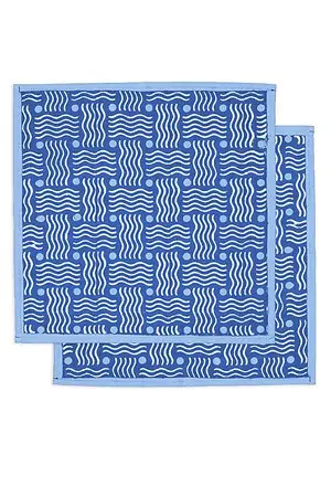 SUPRA ENDURA Block Print Napkin 4 Pack - Blue Squiggle