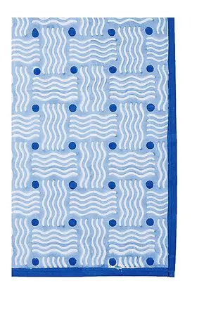 SUPRA ENDURA Block Print Tablecloth - Blue Squiggle
