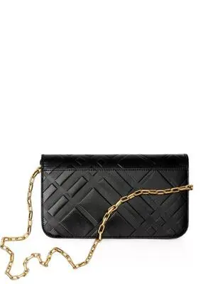Burberry Embossed Check Chain Strap Wallet - Black