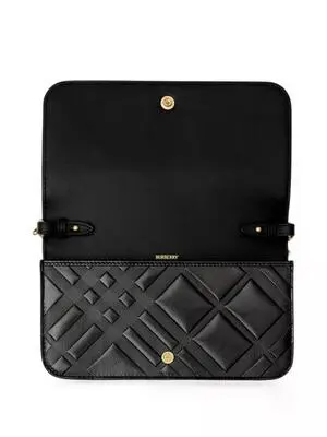Burberry Embossed Check Chain Strap Wallet