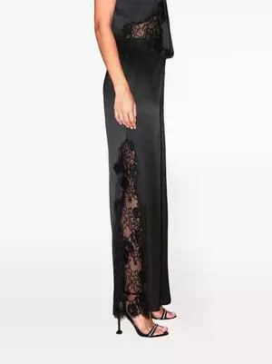 FLEUR DU MAL Lace-trim Satin Trousers - Black
