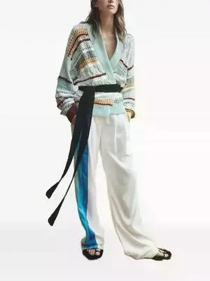 Hellessy Dax Belted Stripe-knit Cardigan - Blue
