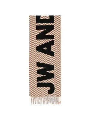 JW Anderson Herringbone-knit Logo Scarf - Brown