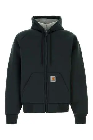 Carhartt Work In Progress Car-lux Hooded Jacket In Slate Polyester And Cotton - Black