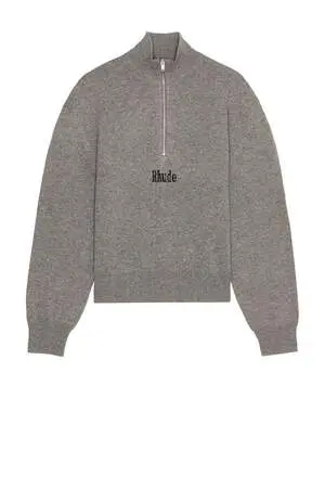 Rhude Quarter-zip Knit Top With Ribbed Details - Grey