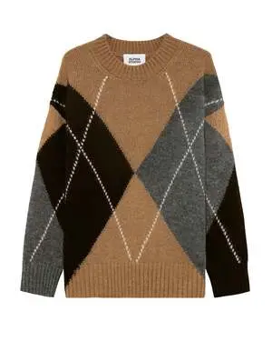 Alpha Studio Argyle Crewneck Sweater - Var.marrone