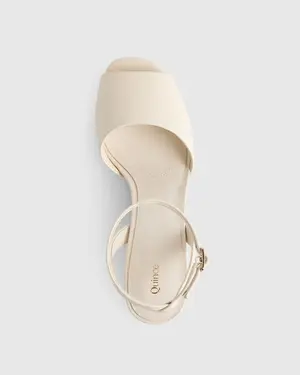 Quince Italian Leather Platform 115mm Block Heel - Bone