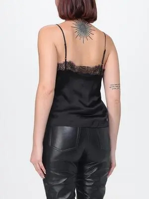 ANINE BING V-neck Silk Blend Evening Top With Lace Inserts And Thin Straps
