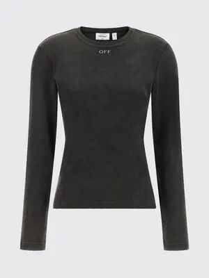 Off-White Long-sleeve Cotton T-shirt With Contrast Logo - Black
