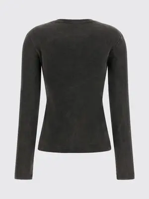 Off-White Long-sleeve Cotton T-shirt With Contrast Logo - Black