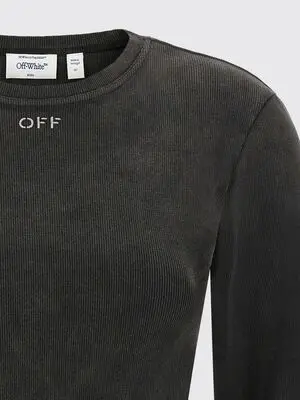 Off-White Long-sleeve Cotton T-shirt With Contrast Logo - Black